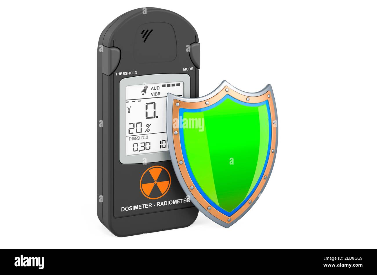 Gamma Radiation Personal Dosimeter with shield, 3D rendering isolated ...