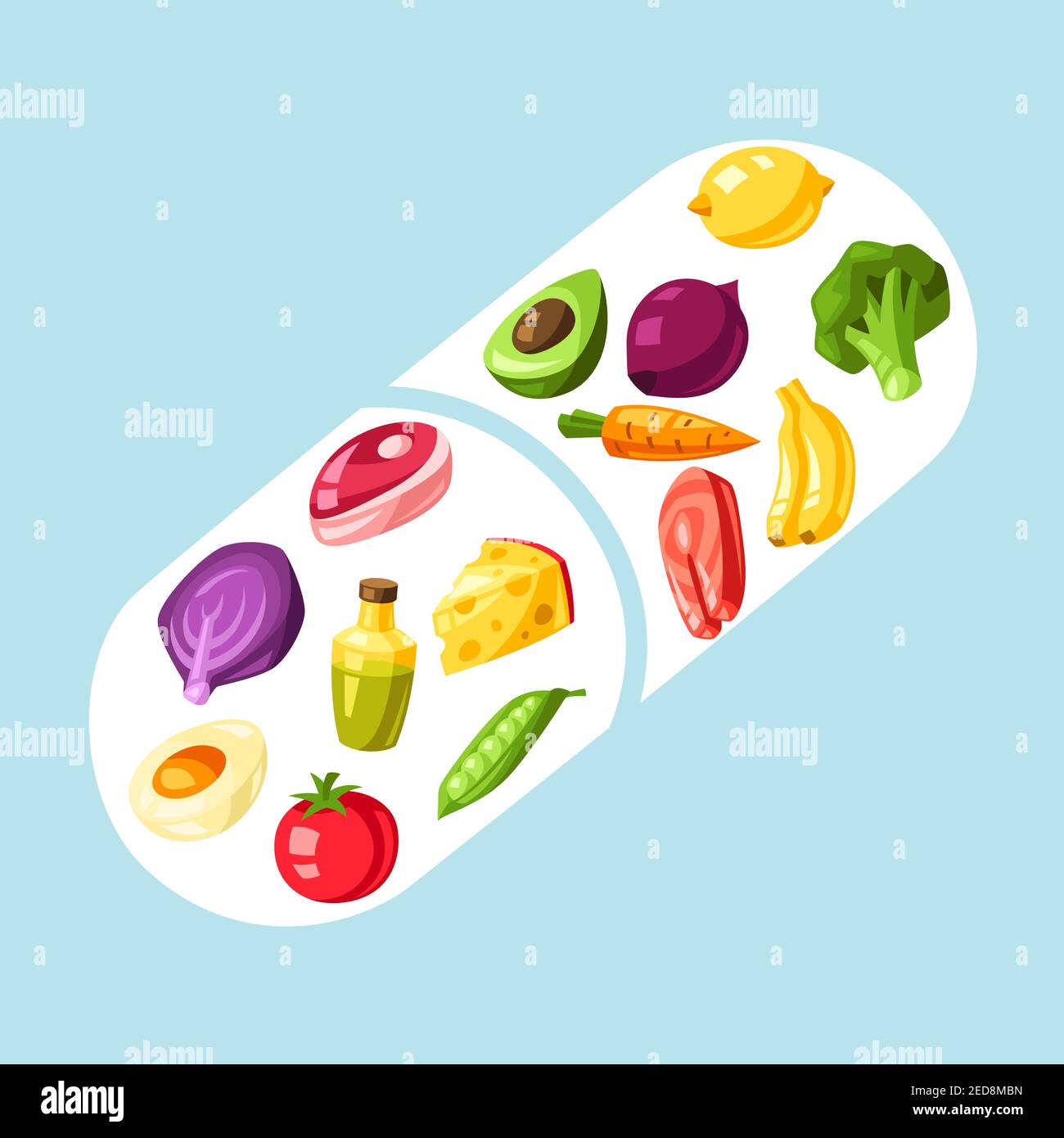 Vitamin food sources illustration Stock Vector Image & Art - Alamy
