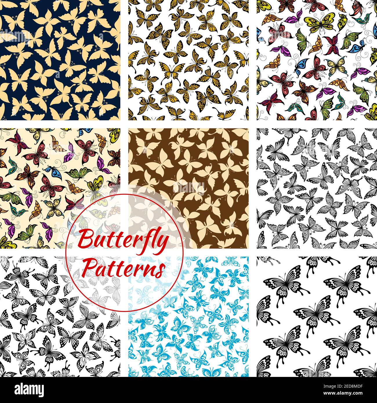 Butterflies pattern. Vector butterfly and moth insects. Exotic ...