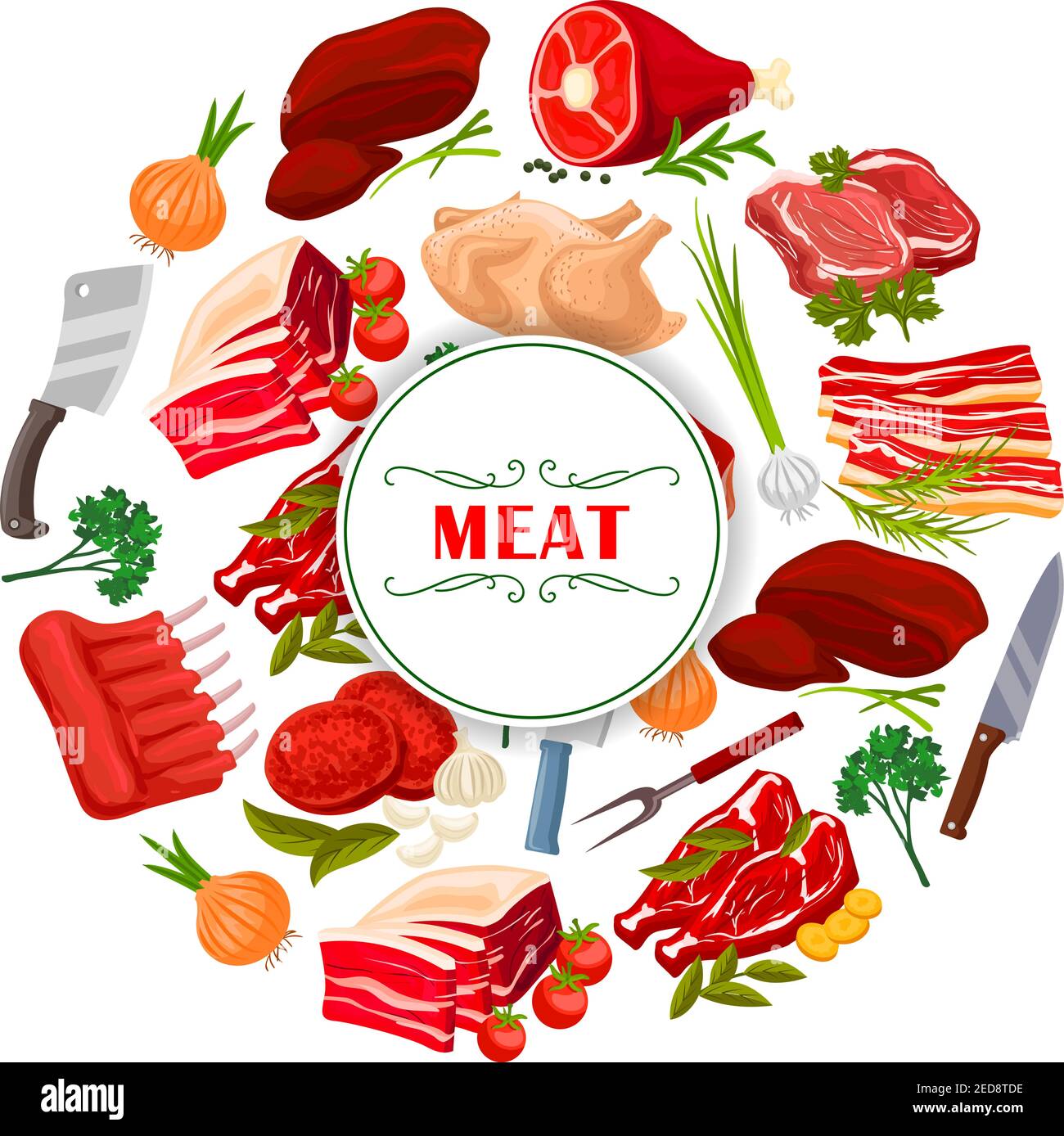 Beef filet with basil Stock Vector Images - Alamy