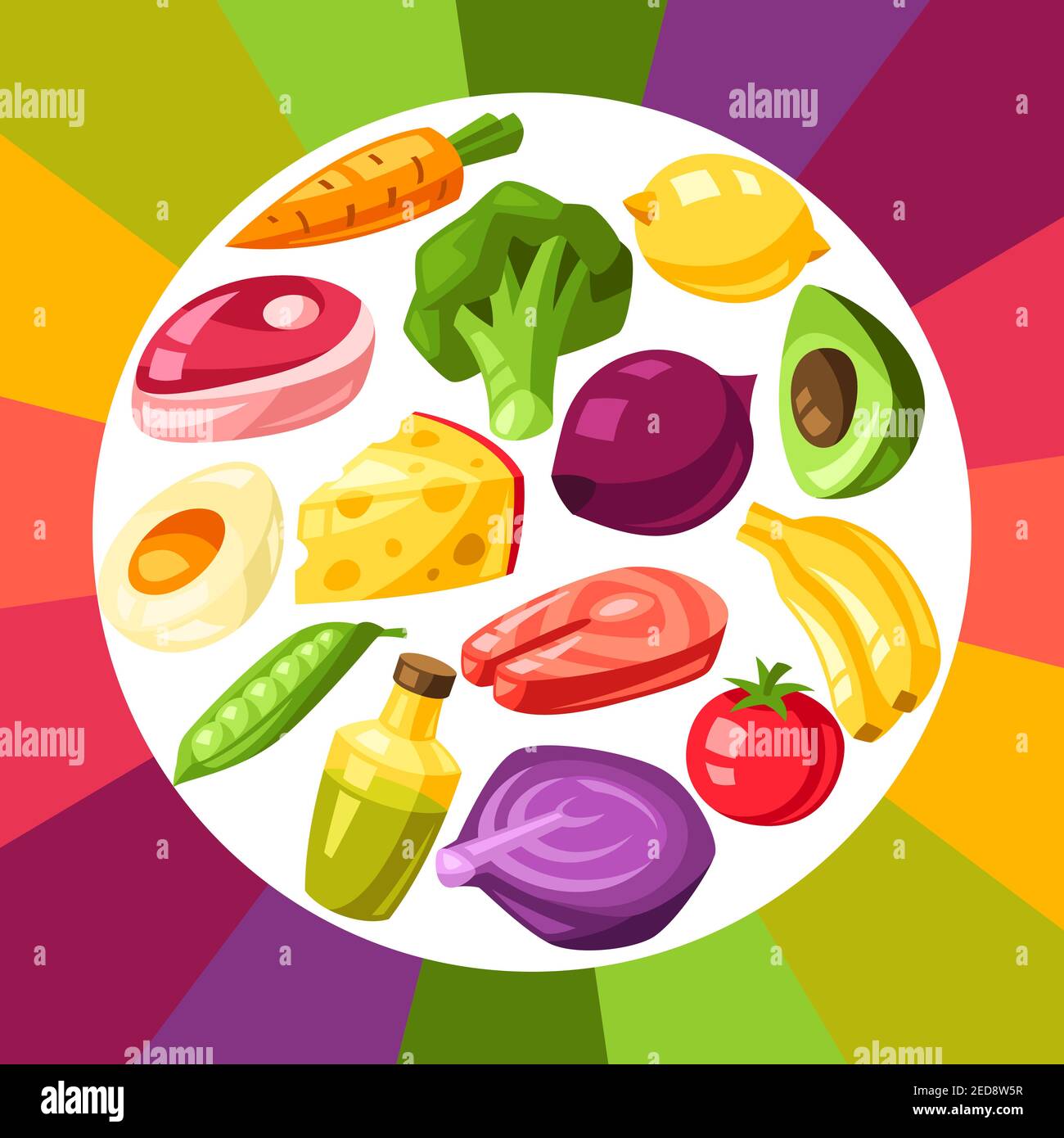 Vitamin food sources illustration Stock Vector Image & Art - Alamy
