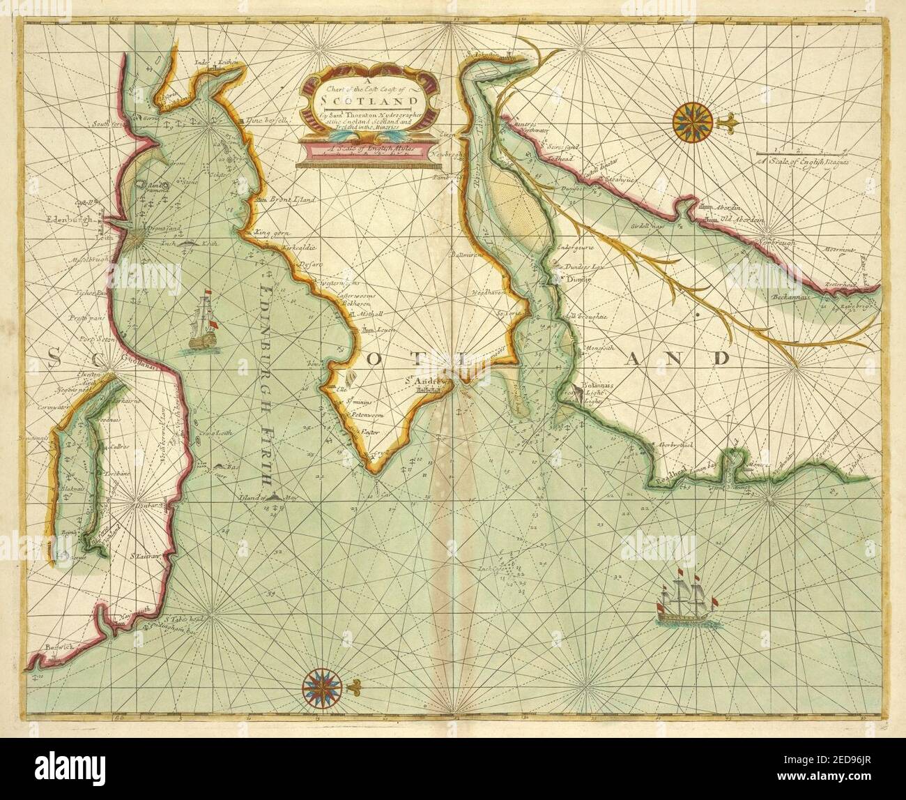 A chart of the east coast of Scotland Stock Photo - Alamy