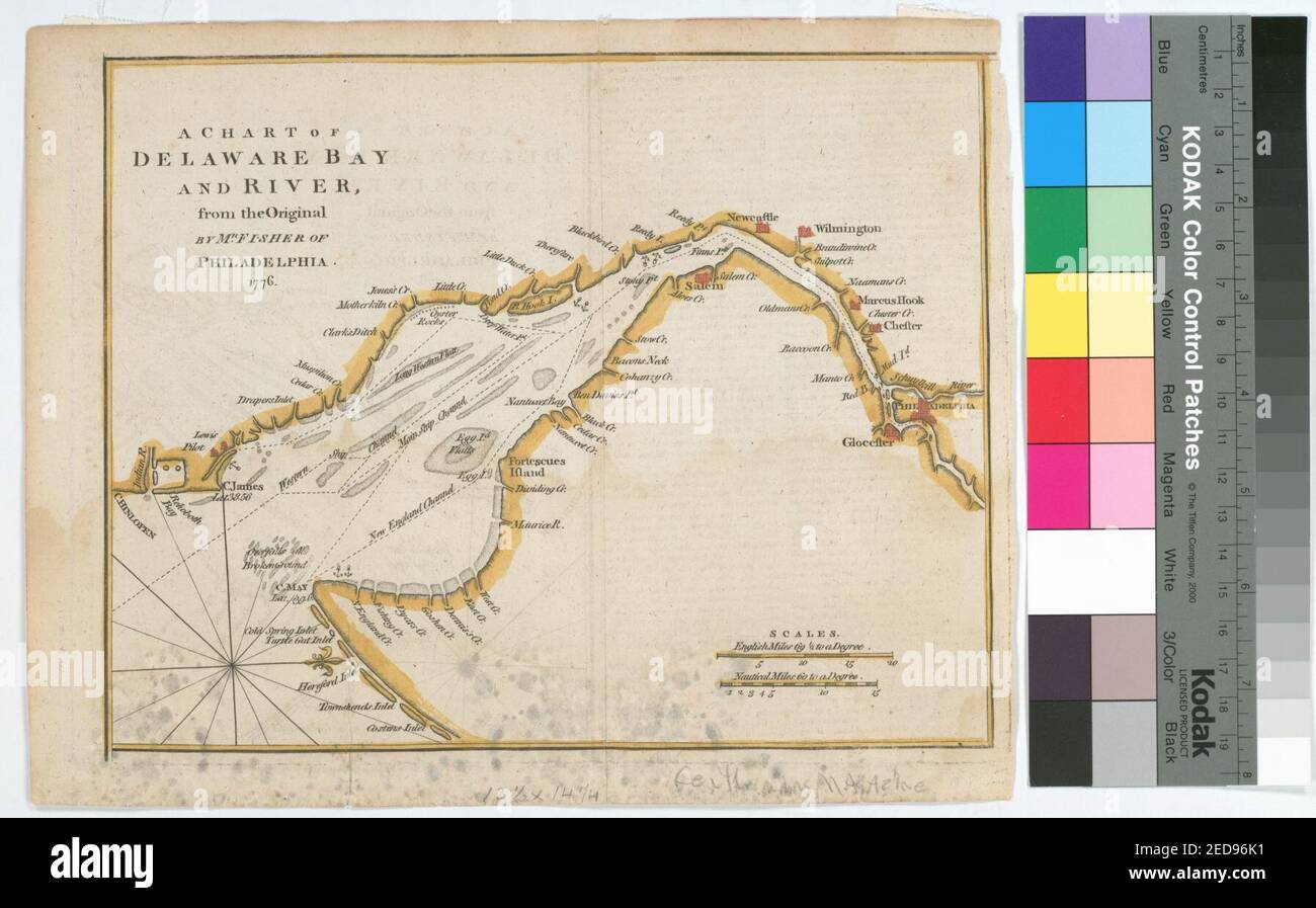 A chart of Delaware Bay and River Stock Photo - Alamy