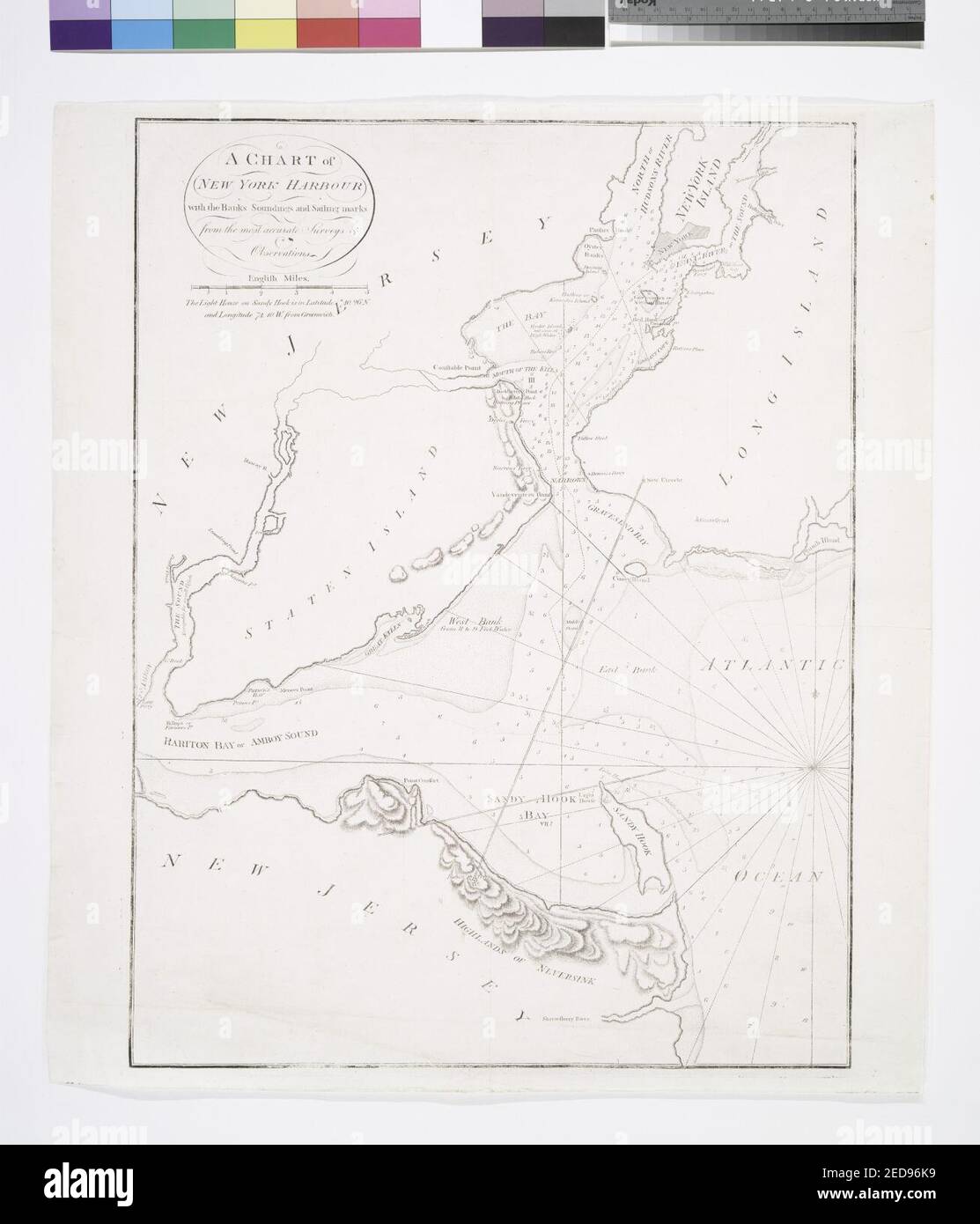 A chart of New York Harbour - with the banks, soundings and sailing ...