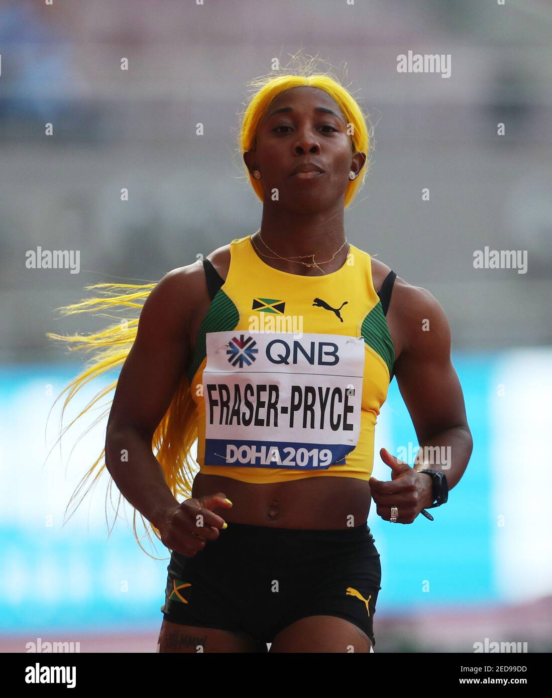 Jamaicas Shelly Ann Fraser Pryce Reacts High Resolution Stock ...