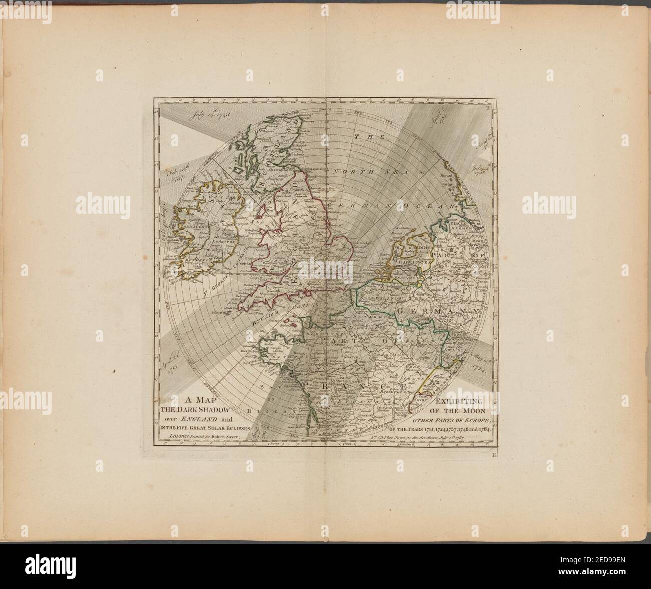 A map exhibiting the dark shadow of the moon over England and other ...