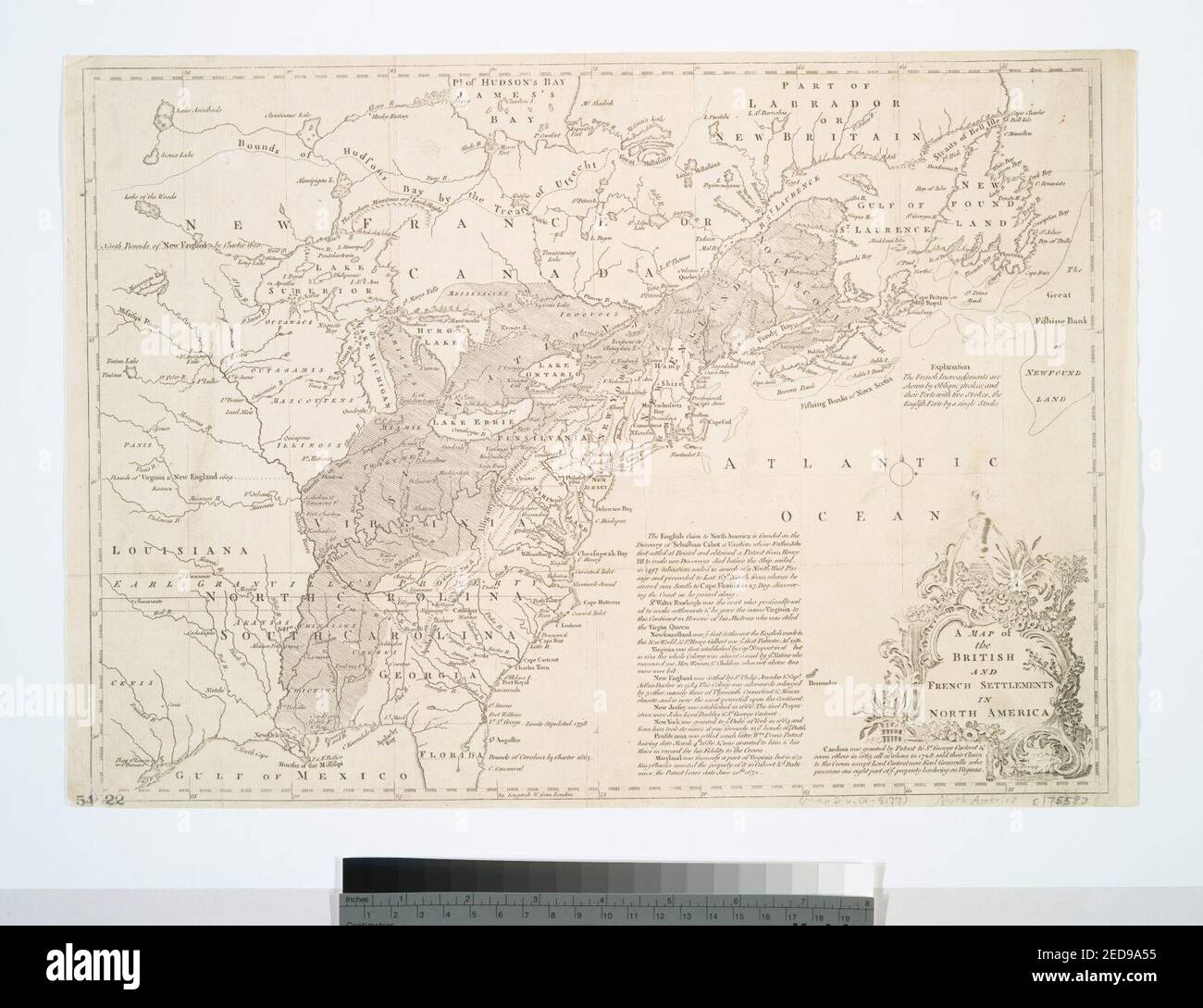 A map of the British and French settlements in North America Stock ...