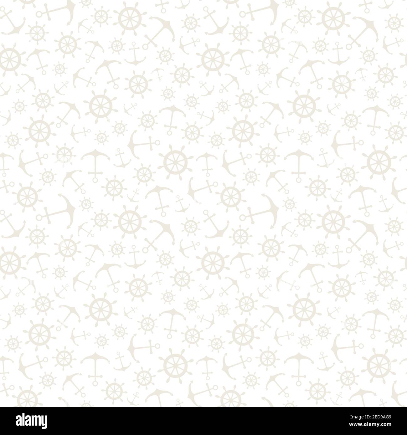 Nautical seamless pattern with ship wheels and anchors Stock Vector ...