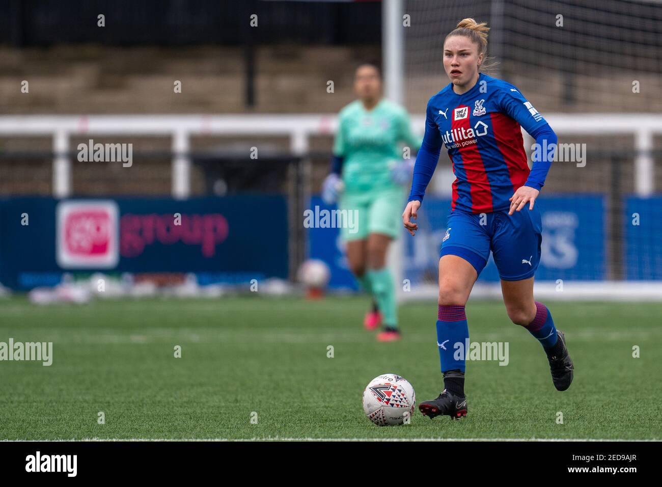 Bromley, UK. 14th Feb, 2021. Debutant Gracie Pearse (#16 Crystal Palace ...