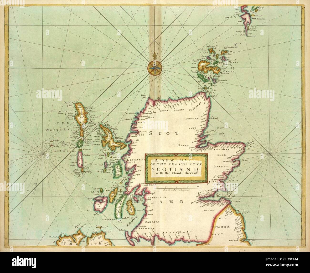 A new chart of the sea coast of SCOTLAND with the Island thereof Stock ...