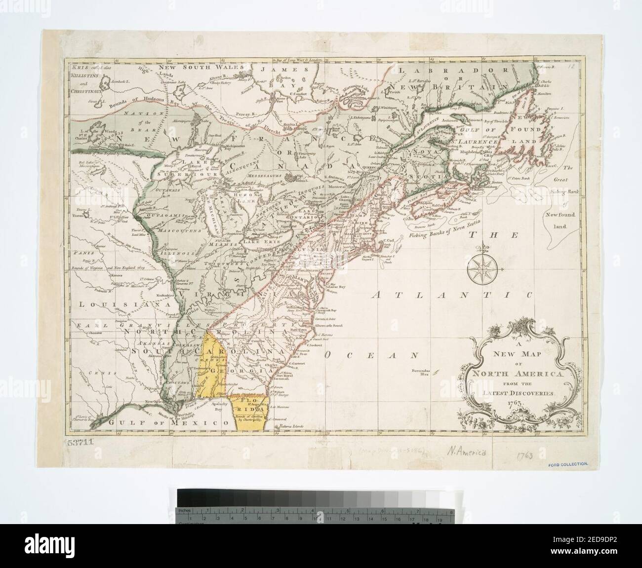 A new map of North America from the latest discoveries, 1763 Stock ...