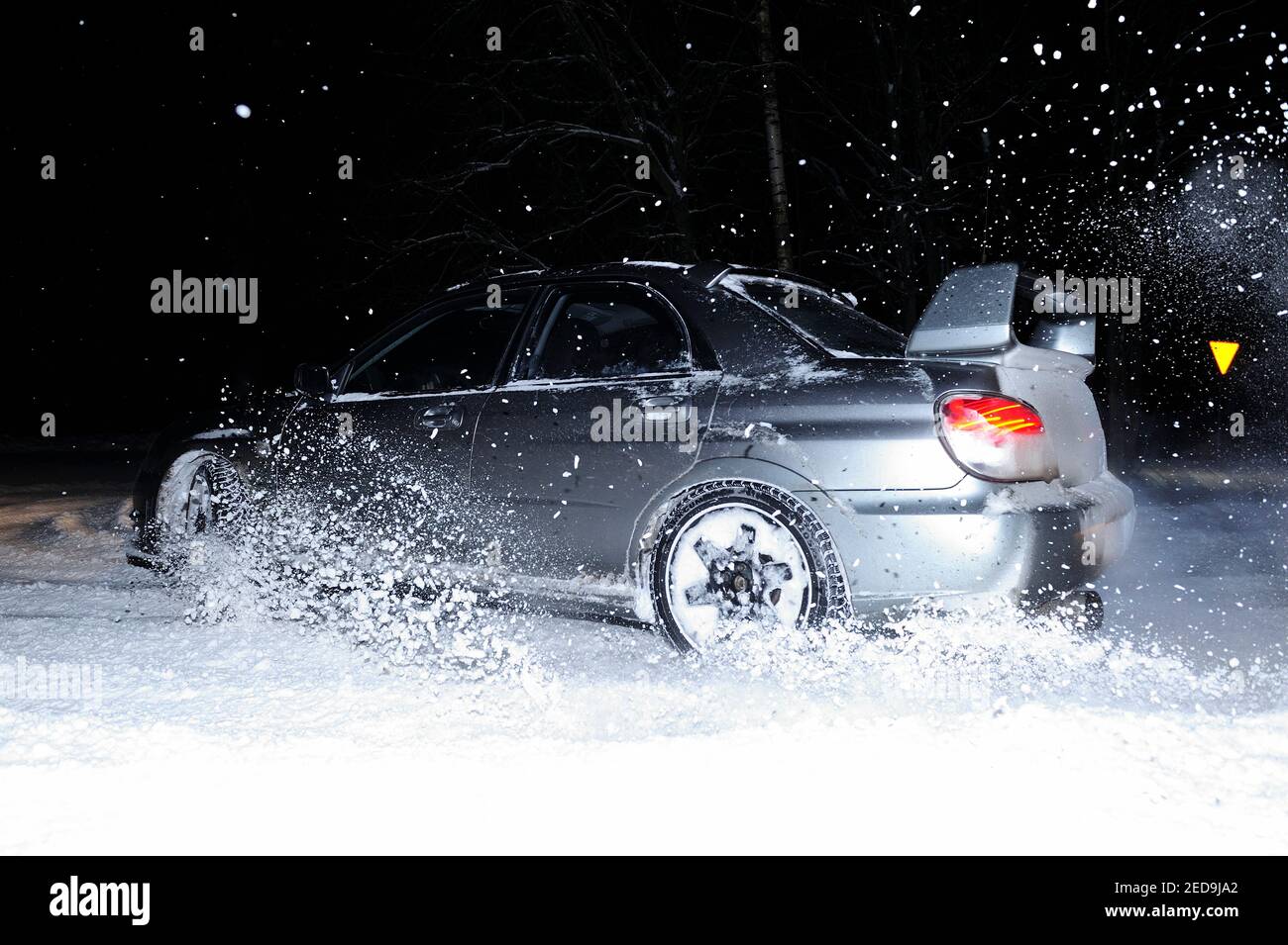 auto, car, night, winter, bad weather, transport, winter night, trip ...