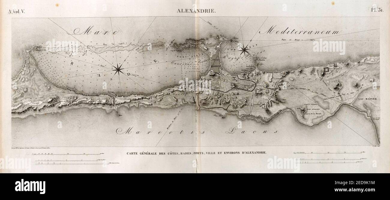 Alexandrie (Alexandria). Carte générale des côtes, rades, ports, ville ...