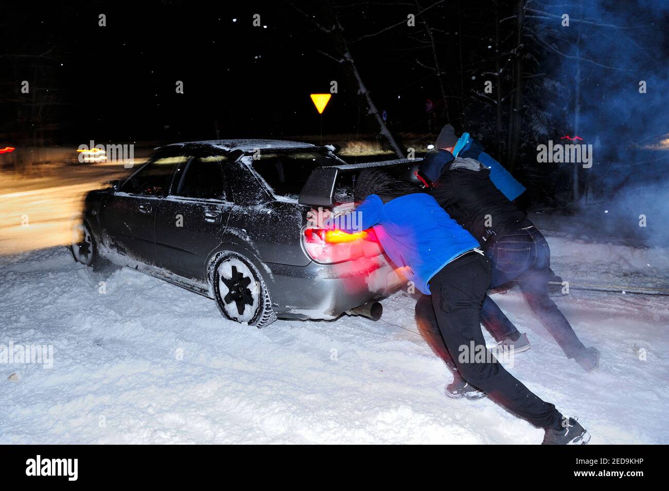 auto, car, night, winter, bad weather, transport, winter night, trip ...