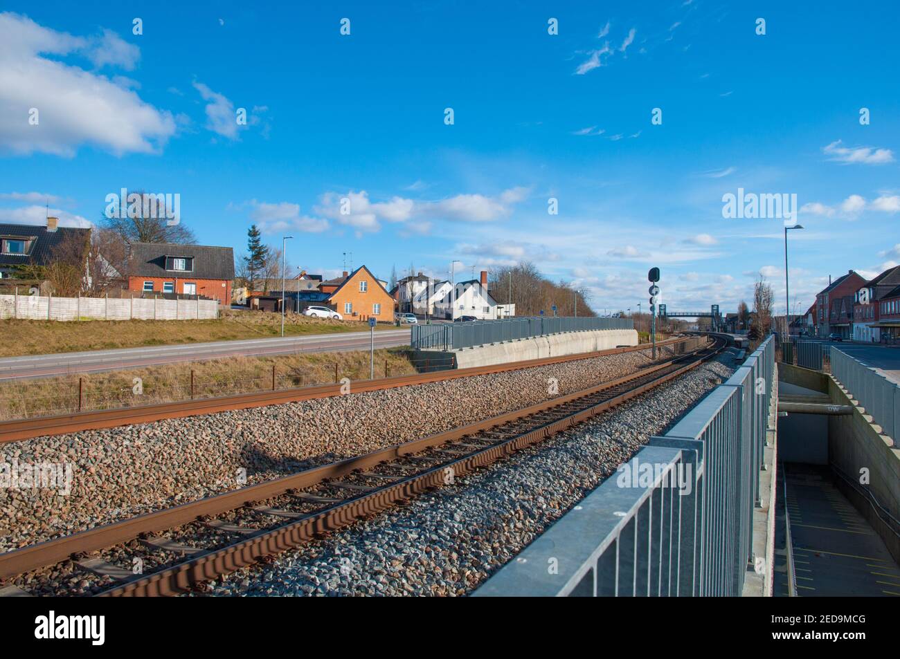Railroad track near Tolose train station in Denmark Stock Photo - Alamy