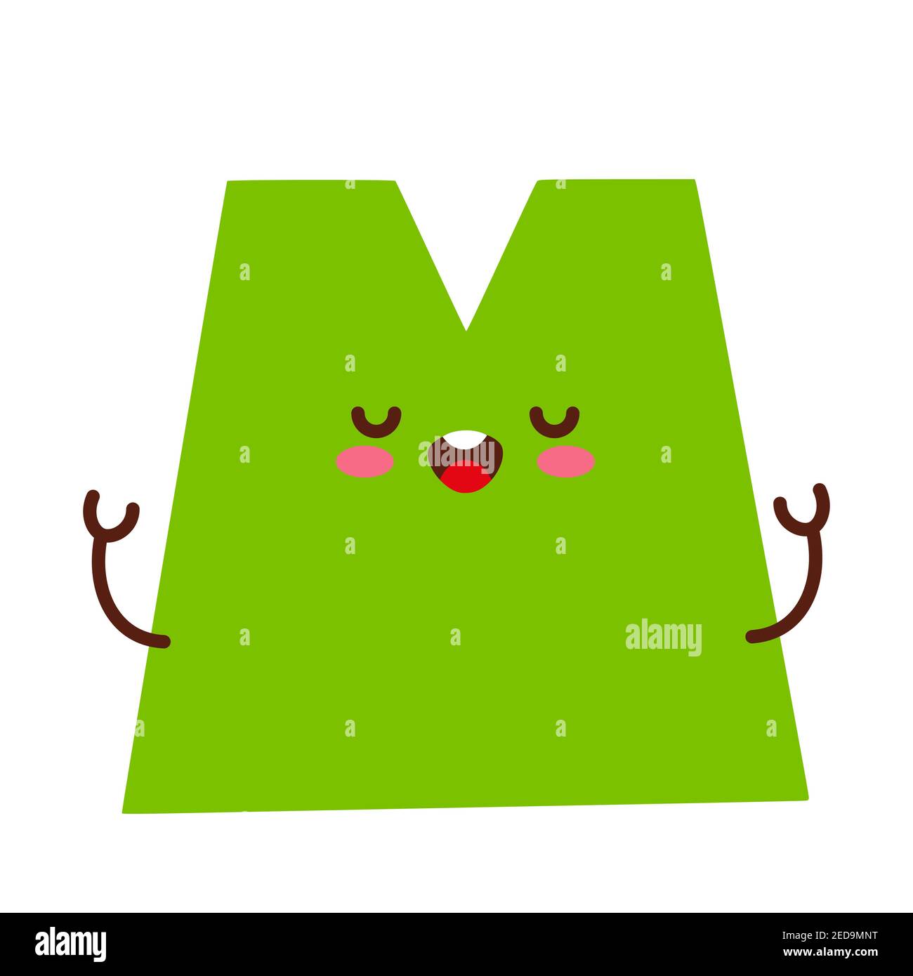 Letter M. Funny character with cute face. Design for kids room, poster ...