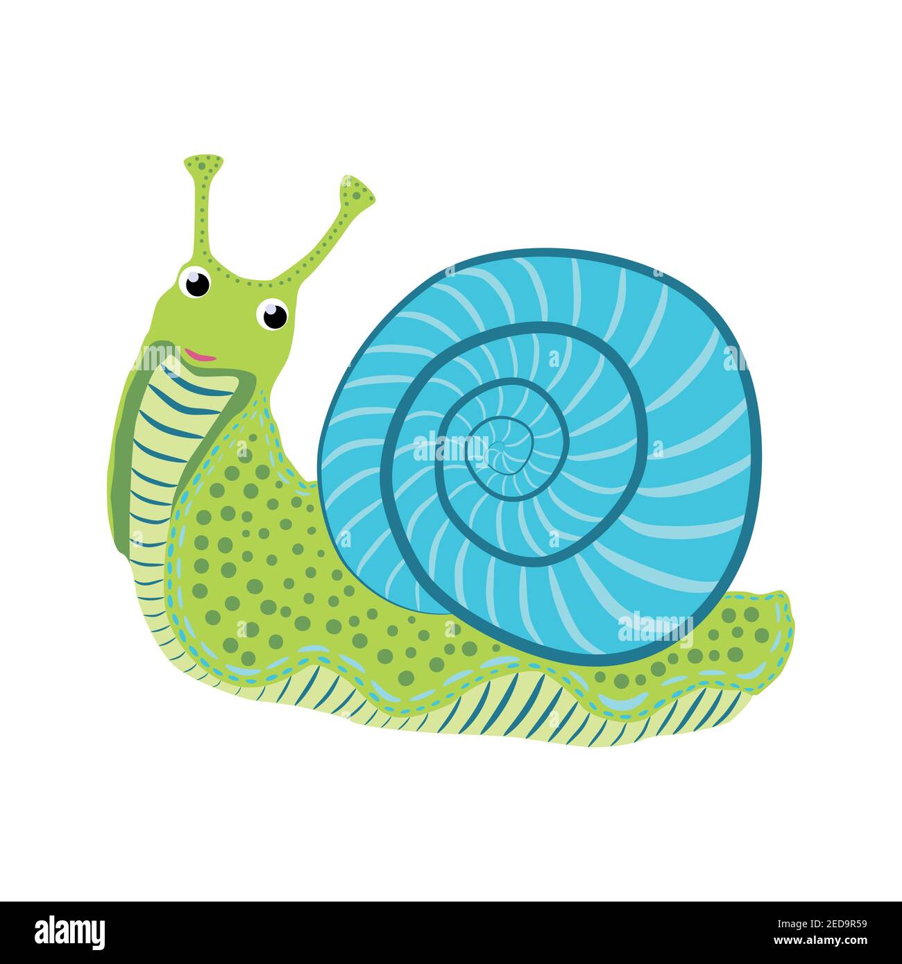 Blue Snail beautiful character, Scandinavian style, hand drawn Stock ...