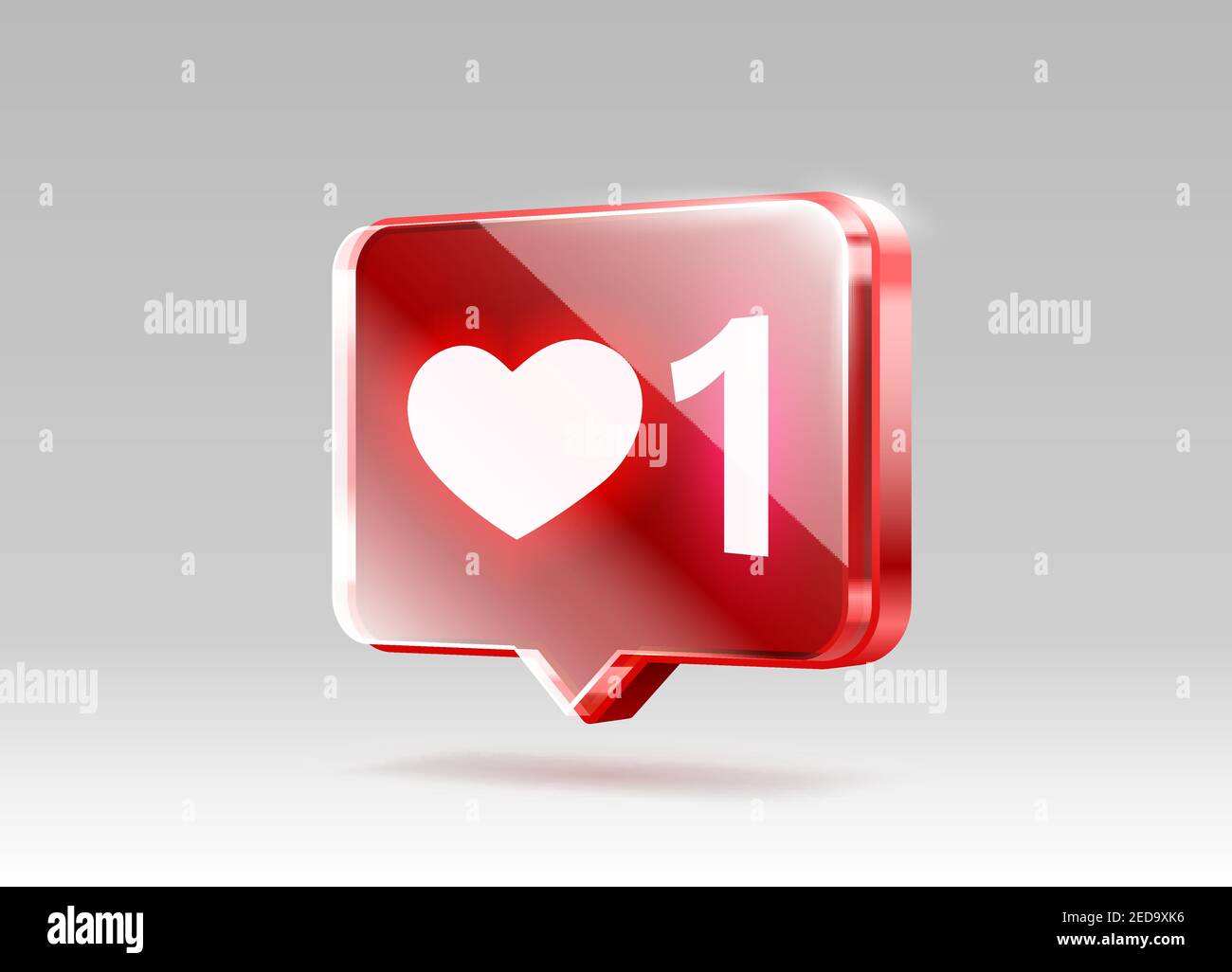 Heart like icon, sign follower 3d banner, love post social media ...