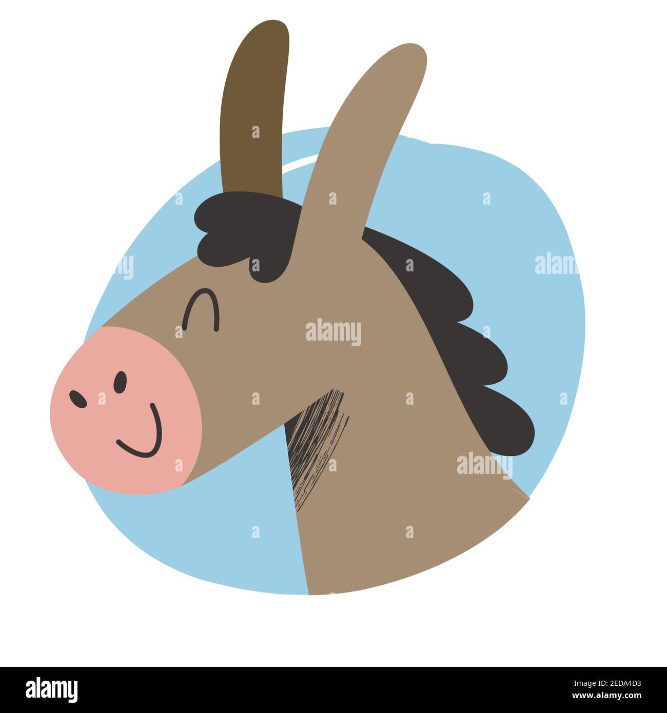 Donkey avatar, cute farm animal hand drawn illustration, isolated ...