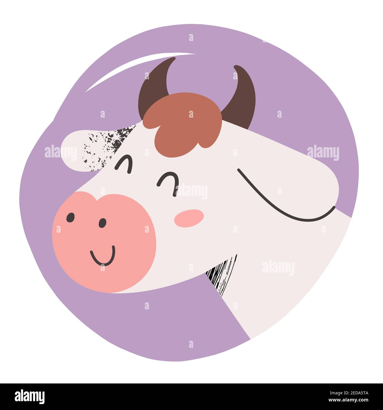 Cute cow avatar, cute farm animal hand drawn illustration, isolated ...