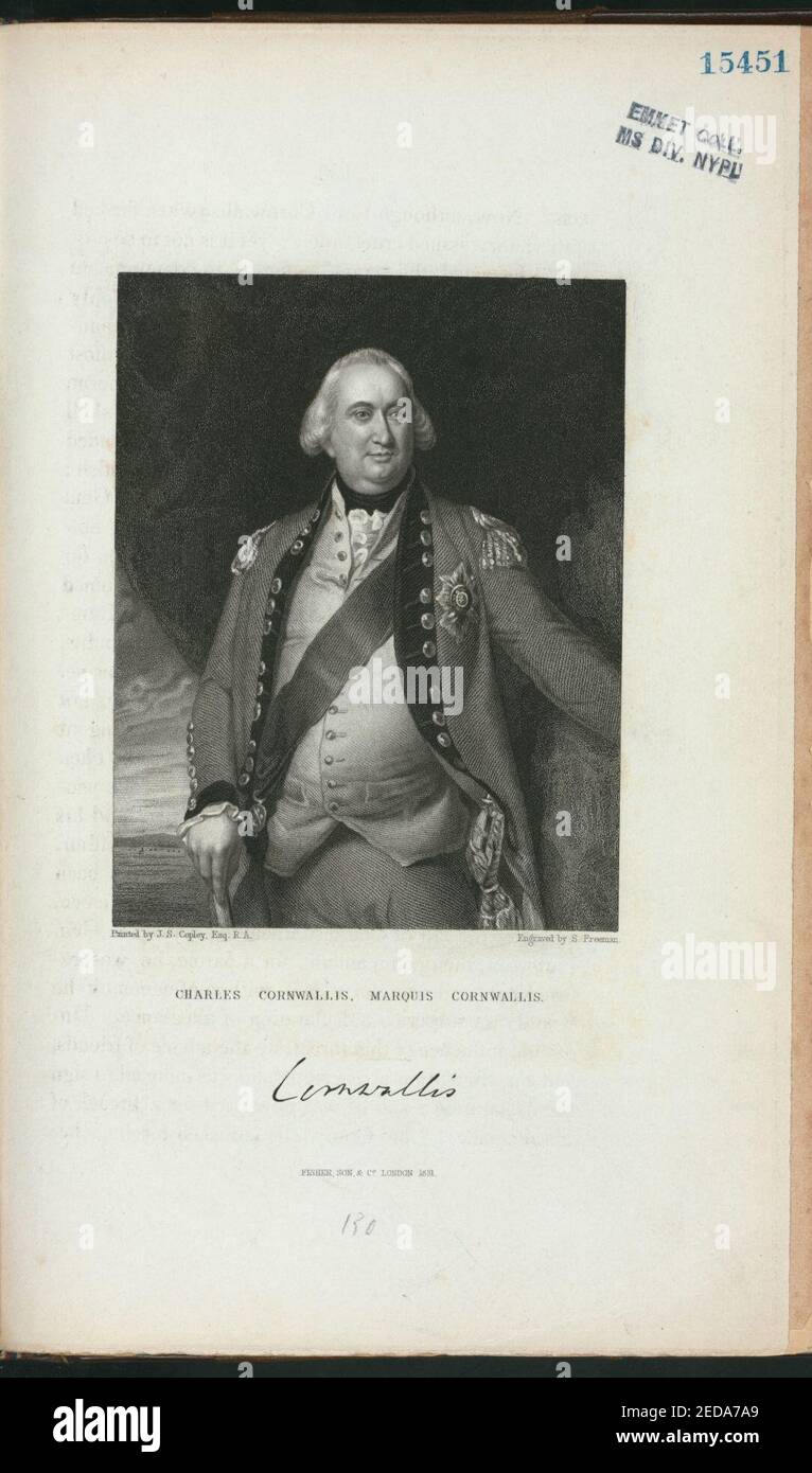 Charles Cornwallis, Marquis Cornwallis Stock Photo - Alamy
