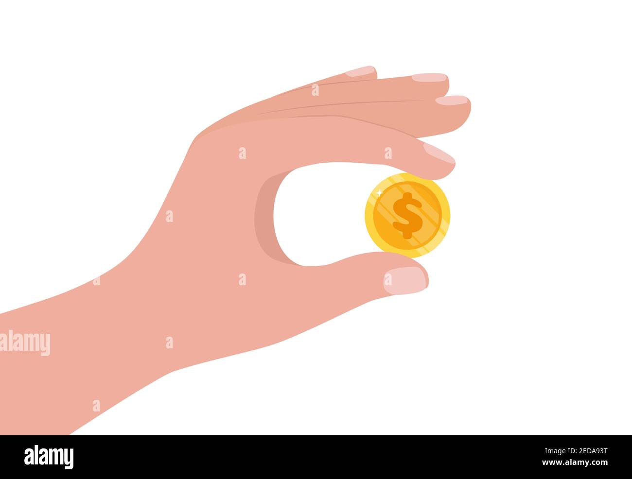 Hand holding gold coin. Business success, profit, finance, making money ...