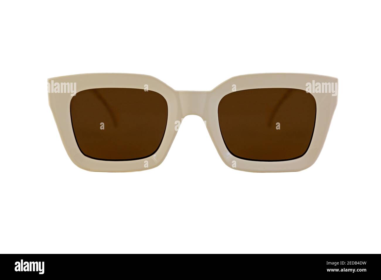 Beige Colored Bold Square Horn Rimmed Sunglasses With Brown Matte