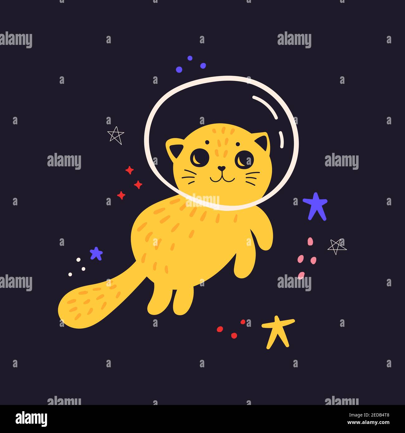 Kids cute illustration with cat in space Stock Vector Image & Art - Alamy
