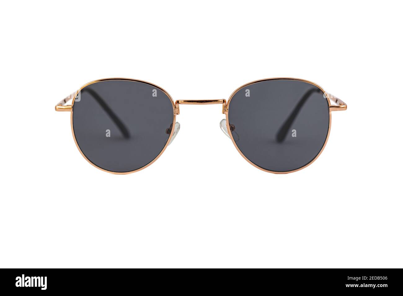 Square sunglasses with round bottom, black clear lenses and thin golden ...