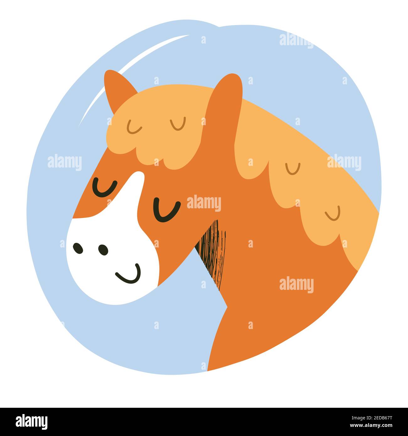 Cute horse avatar, cute farm animal hand drawn illustration, isolated ...