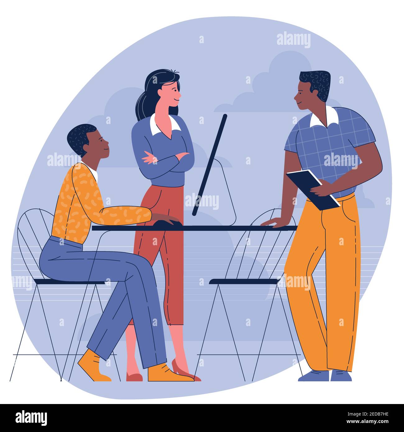 Colleagues talking to each other in modern office Stock Vector Image ...