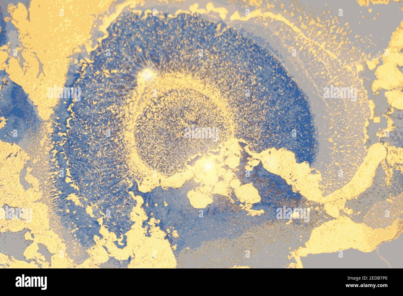 Sparkling blue and gold stone geode pattern. Alcohol ink technique ...
