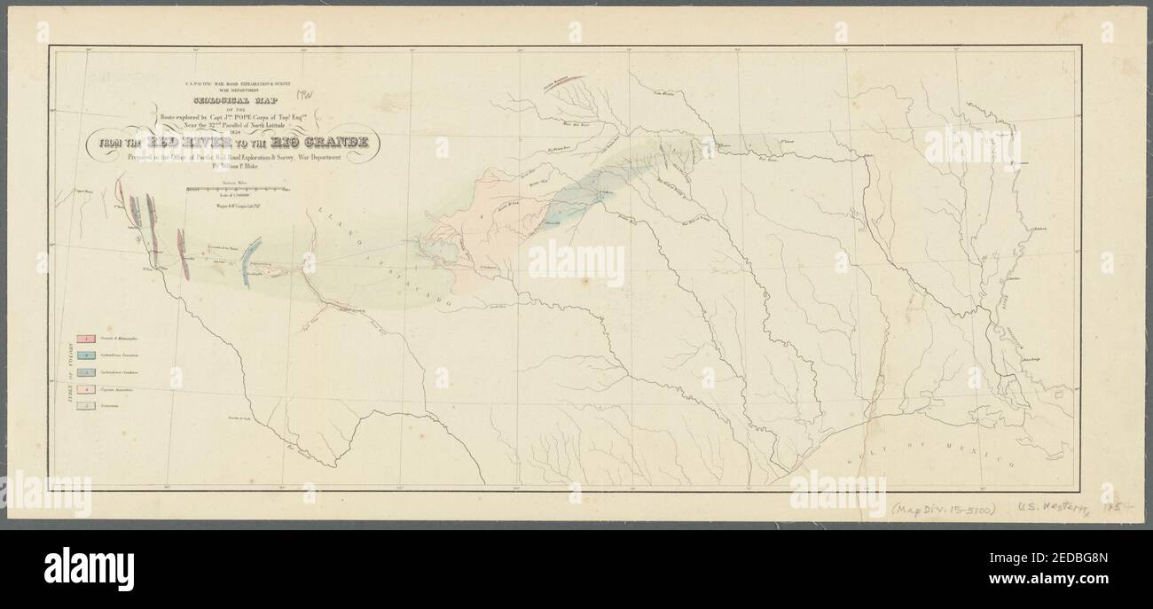 Geological map of the route explored by Capt. Jno. Pope, Corps of Topl ...