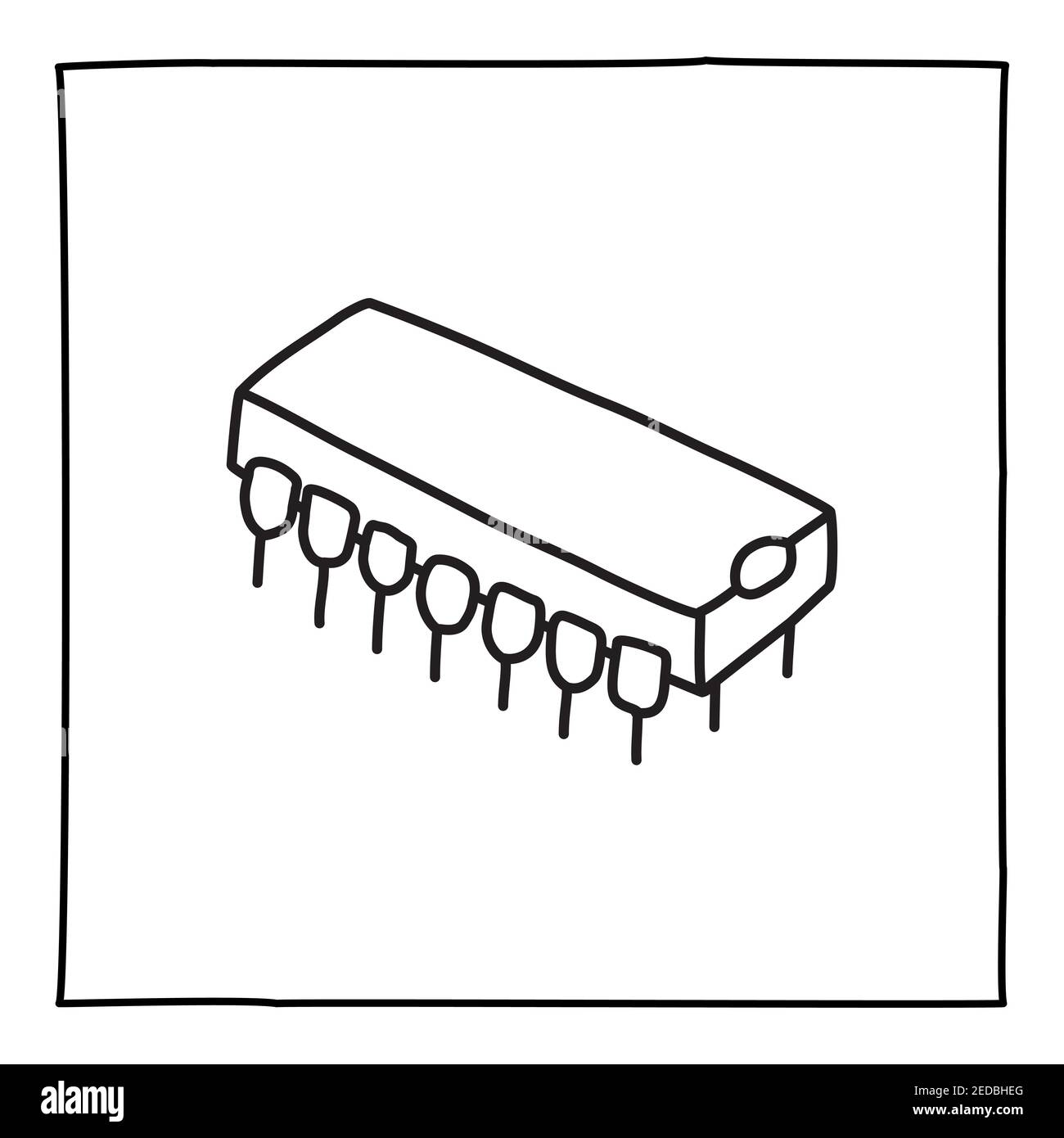 Doodle chip package icon or logo, hand drawn with thin black line Stock ...