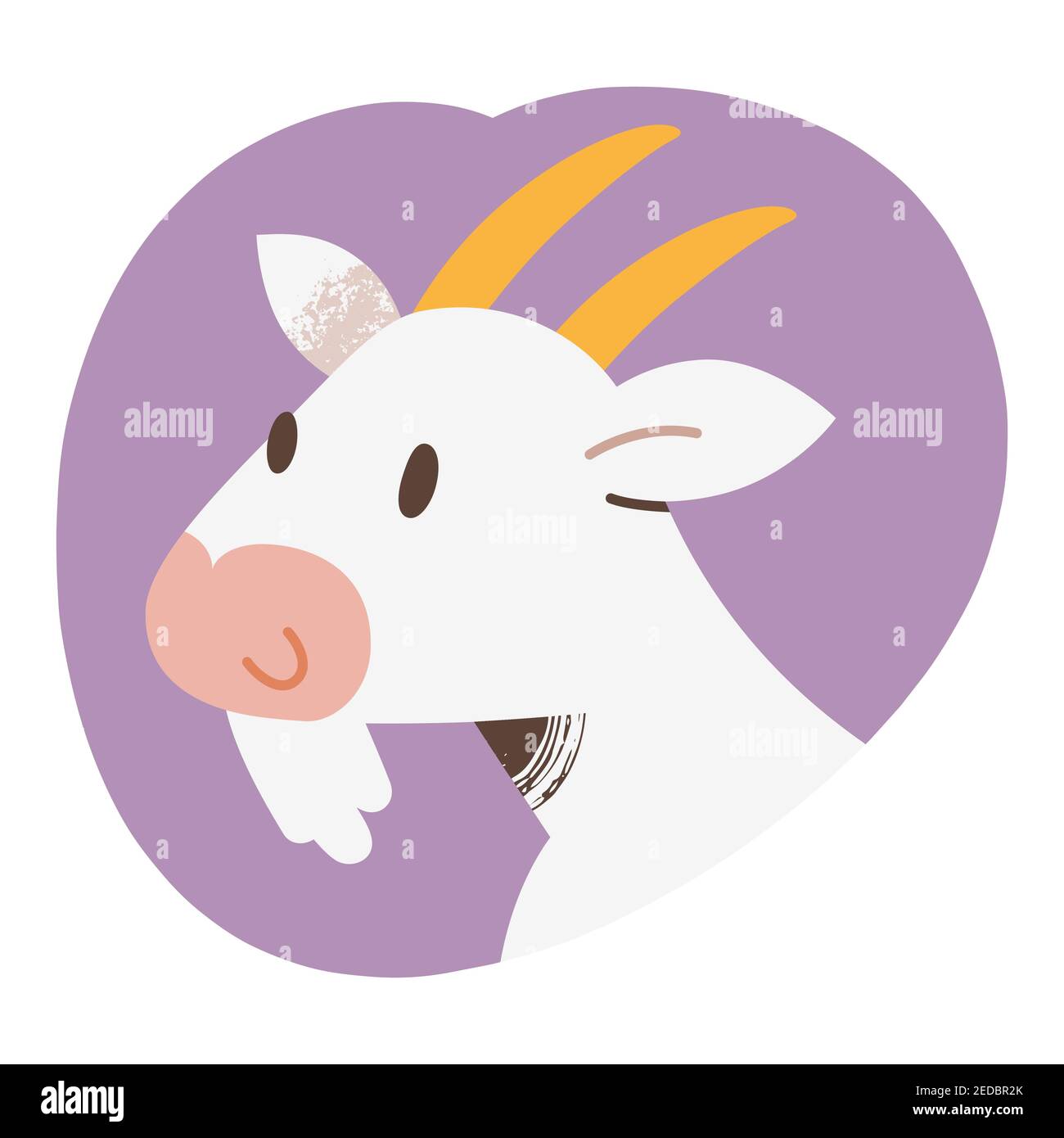 White goat avatar, cute farm animal hand drawn illustration, isolated ...