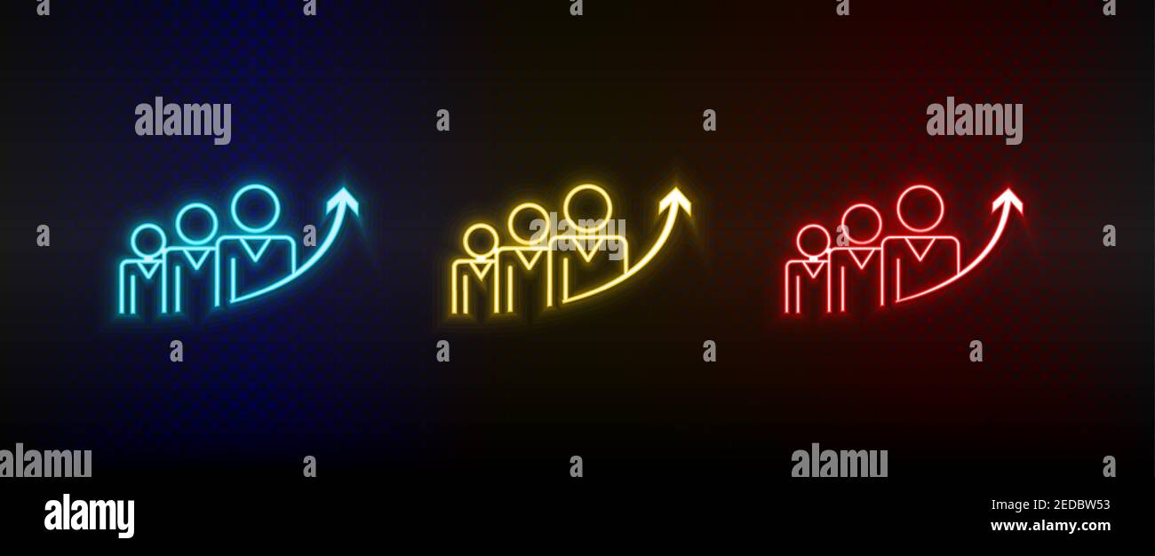 Neon icon set business growth, business, success. Set of red, blue ...