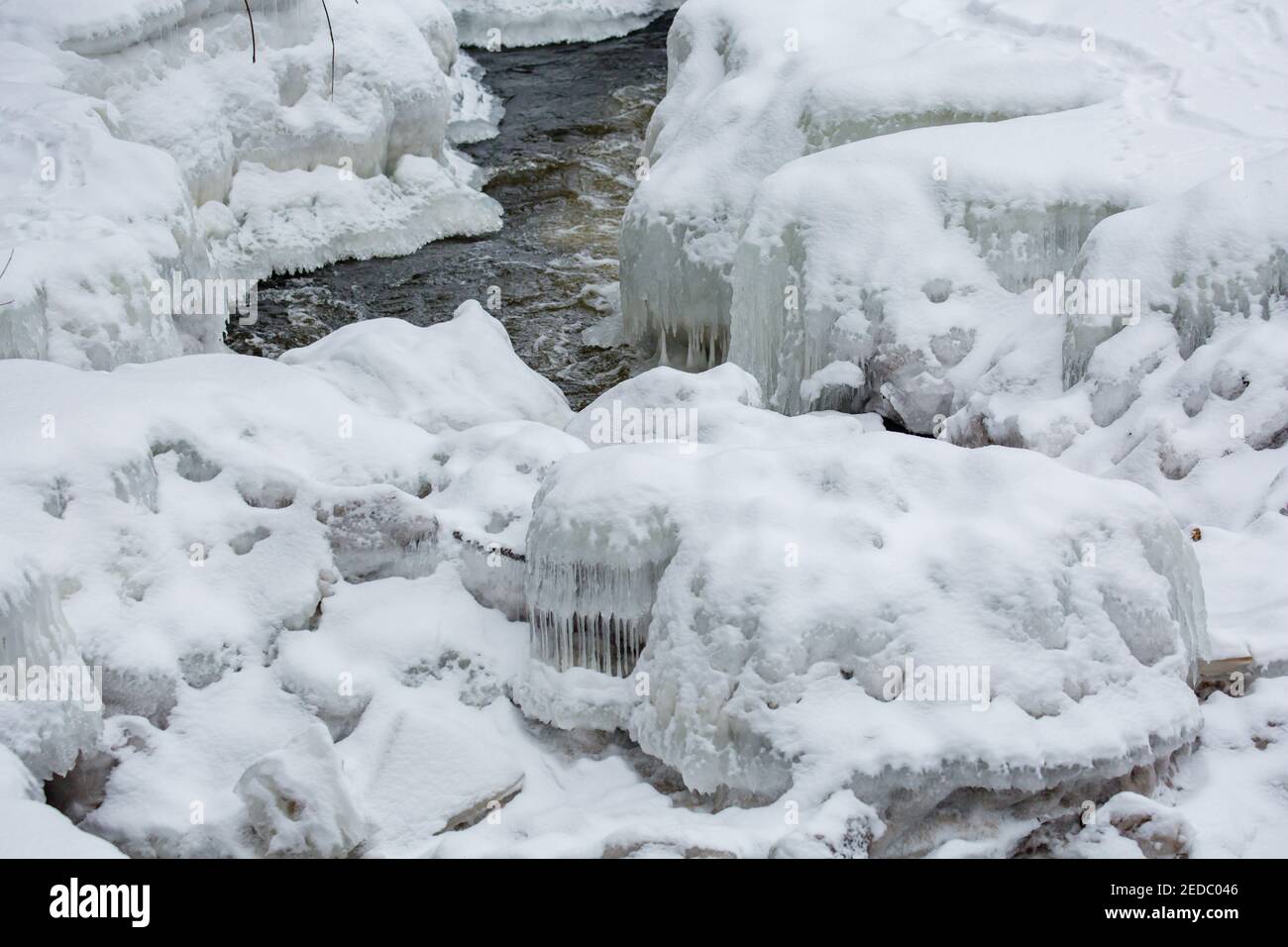 Icicles formed on frozen river hi-res stock photography and images - Alamy