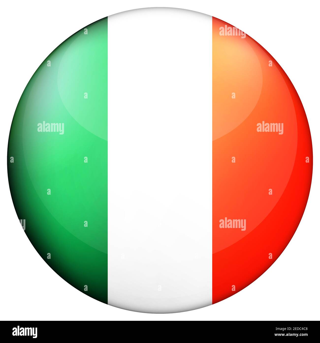 Glass light ball with flag of Ireland. Round sphere, template icon ...