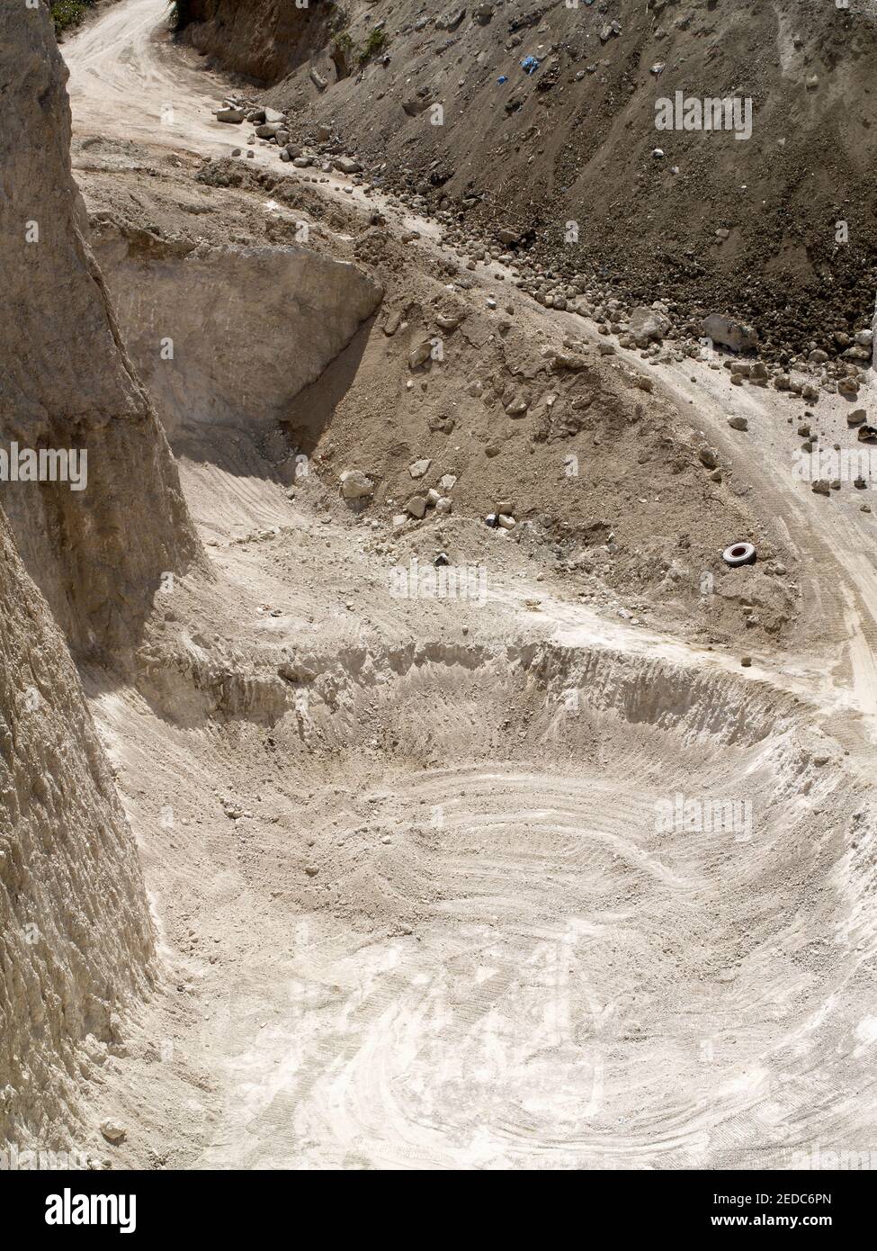 Large excavated pit at quarry at Troumpeta, Corfu, Greece Stock Photo ...