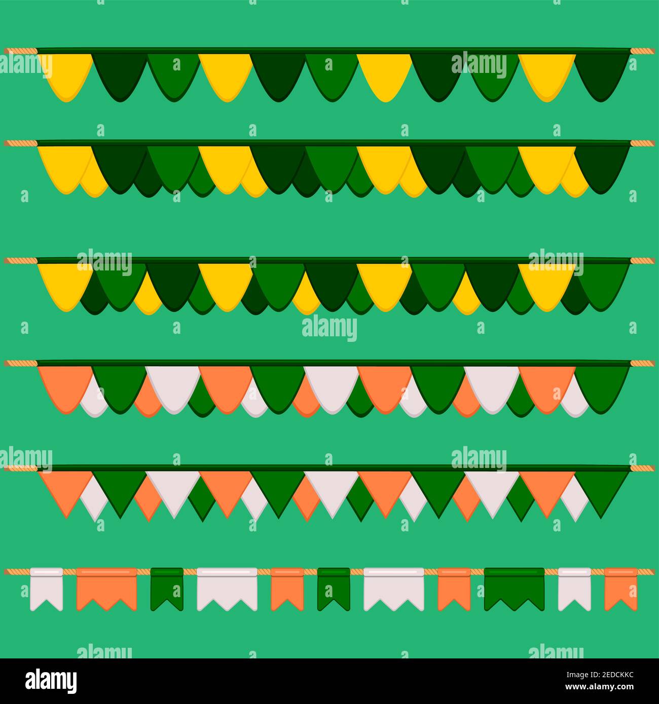 Irish holiday St Patrick day, big set from flags on rope. Pattern St ...