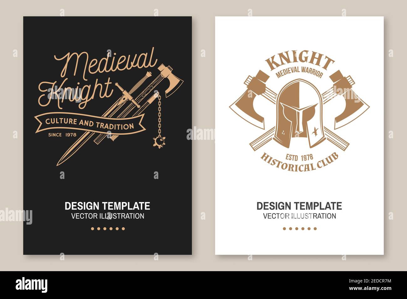 Medieval knight historical club flyer, brochure, banner, poster. Vector ...