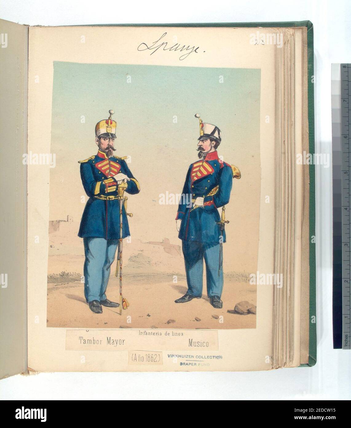 Infanteria de linea. Tambor Mayor, Musico. 1862 Stock Photo - Alamy