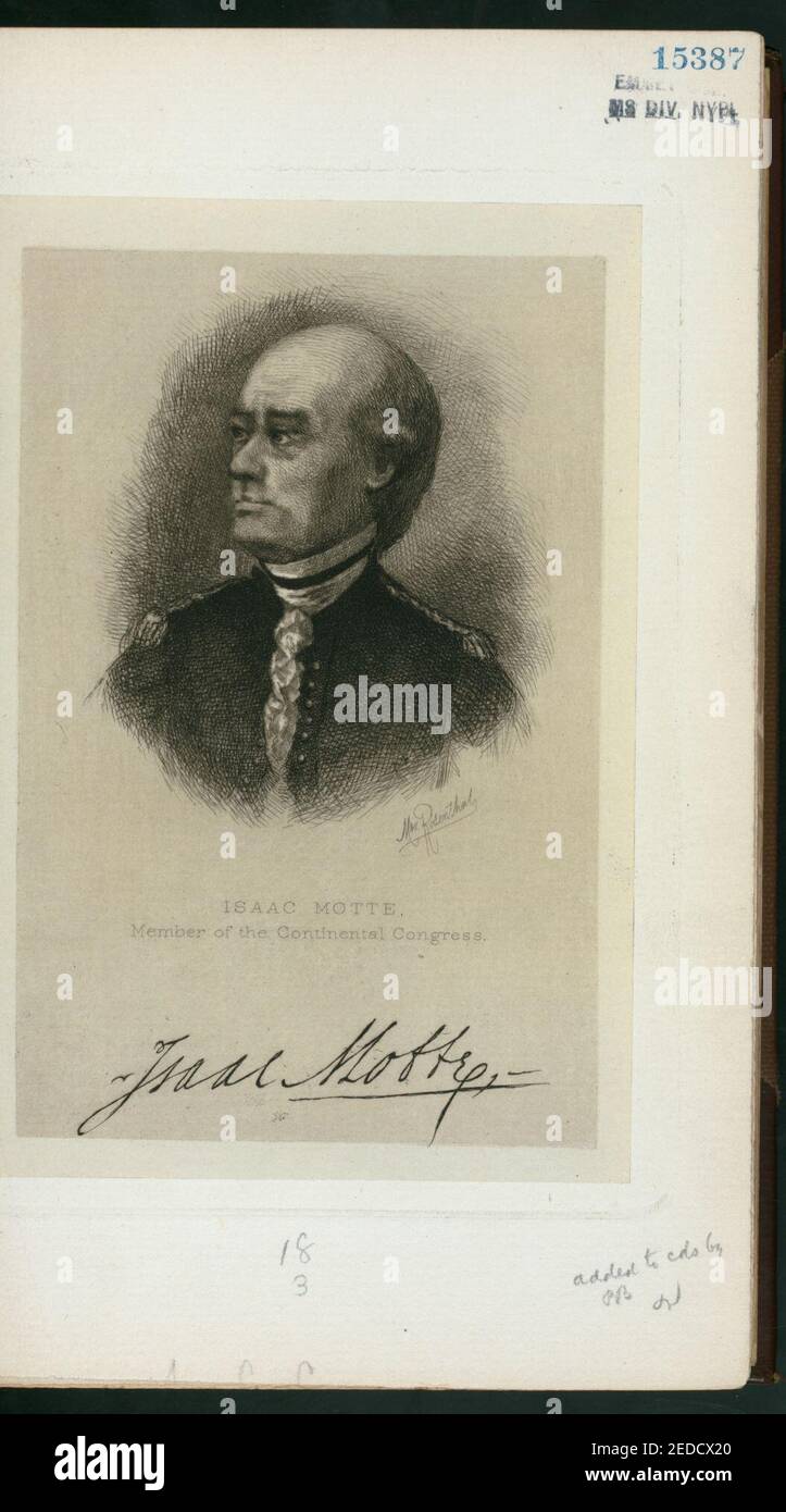 Isaac Motte, member of the Continental Congress Stock Photo - Alamy