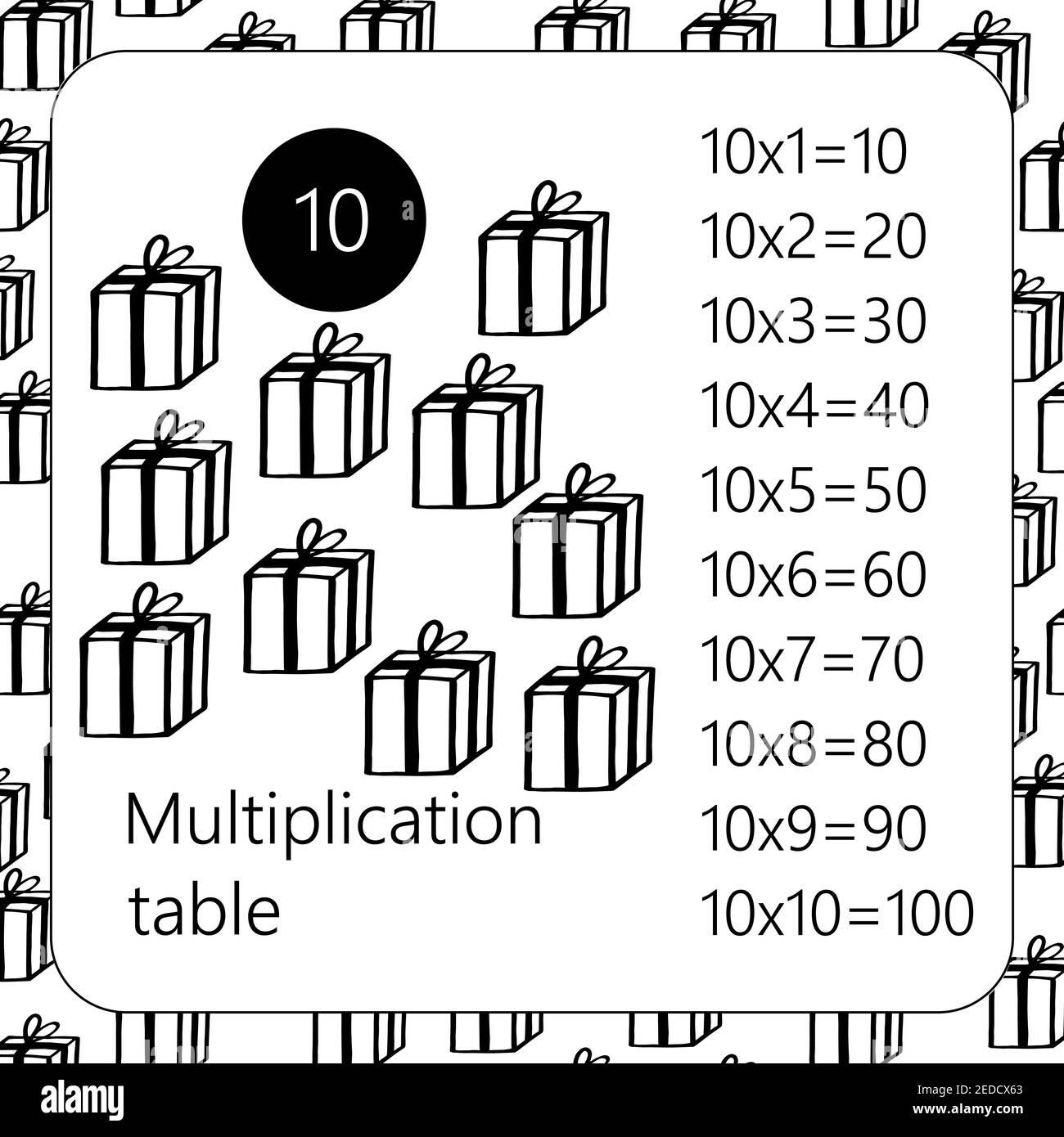 Multiplication Square. School vector illustration with present ...