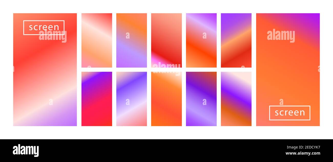 Mobile screen lock display collection of colorful backgrounds in trendy ...