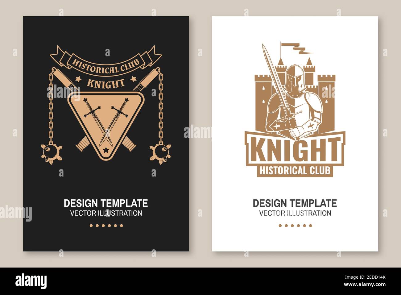 Medieval knight historical club flyer, brochure, banner, poster. Vector ...