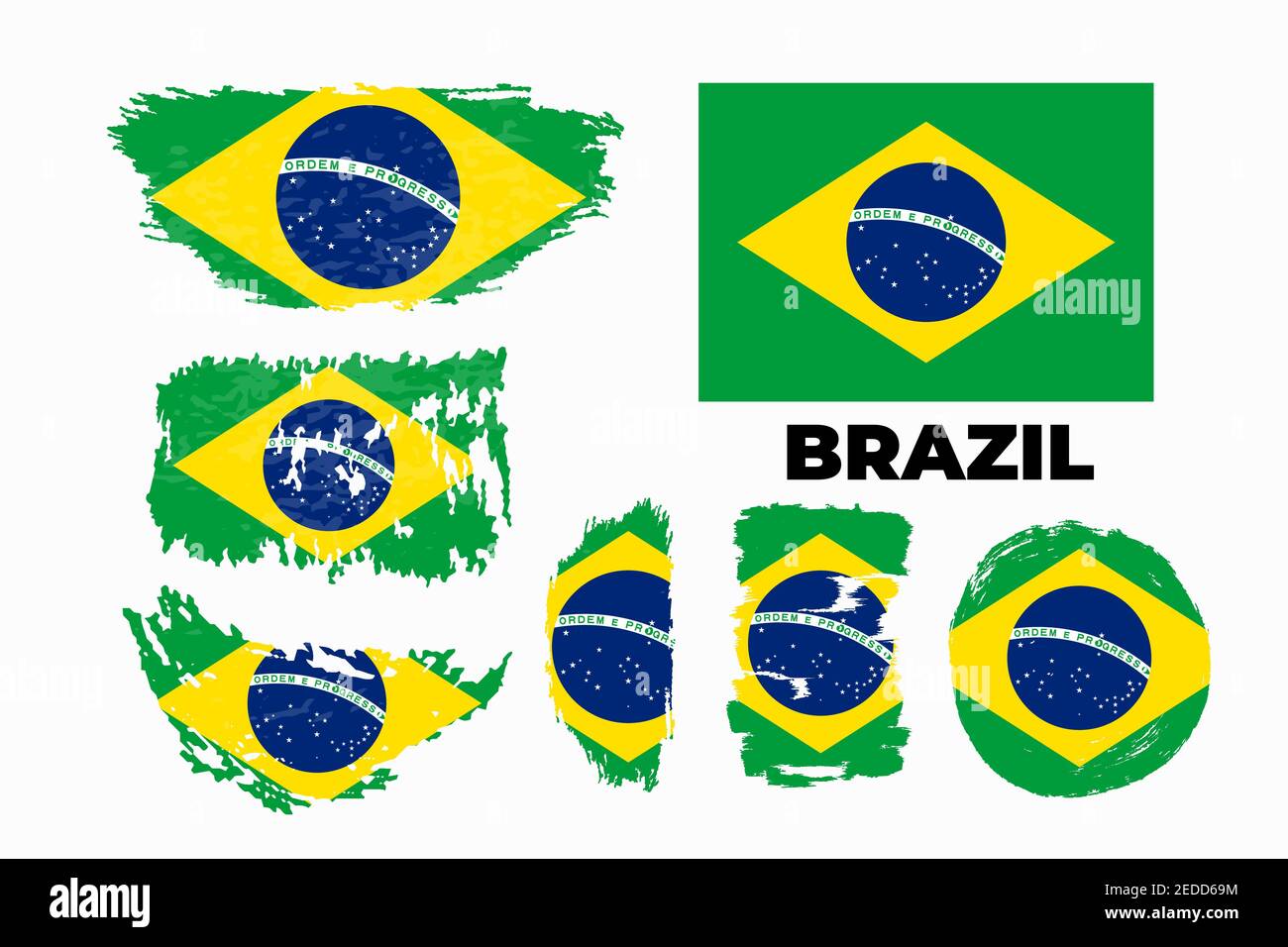 Flag of Brazil on white background. Vector illustration in trendy flat ...