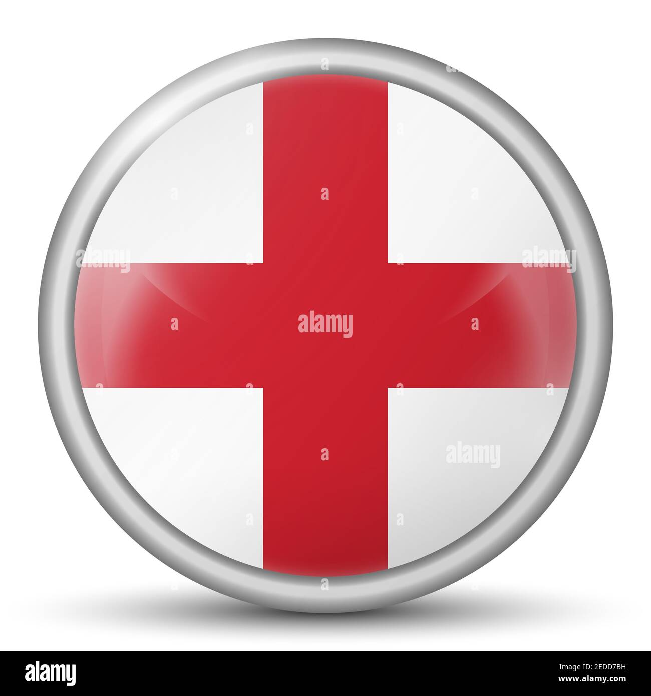 Glass light ball with flag of England. Round sphere, template icon ...
