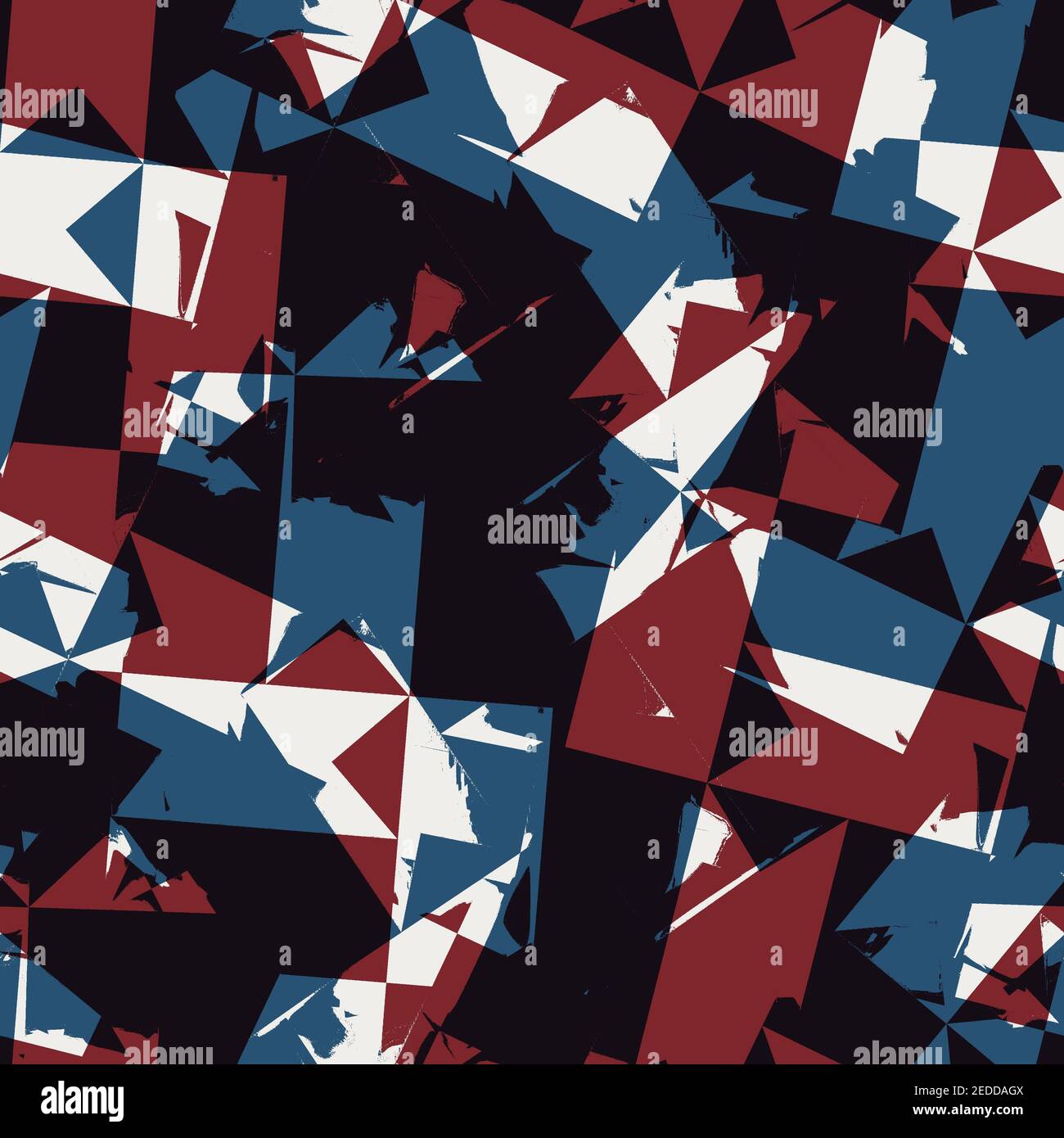 Seamless geo pattern in red blue black white Stock Photo - Alamy
