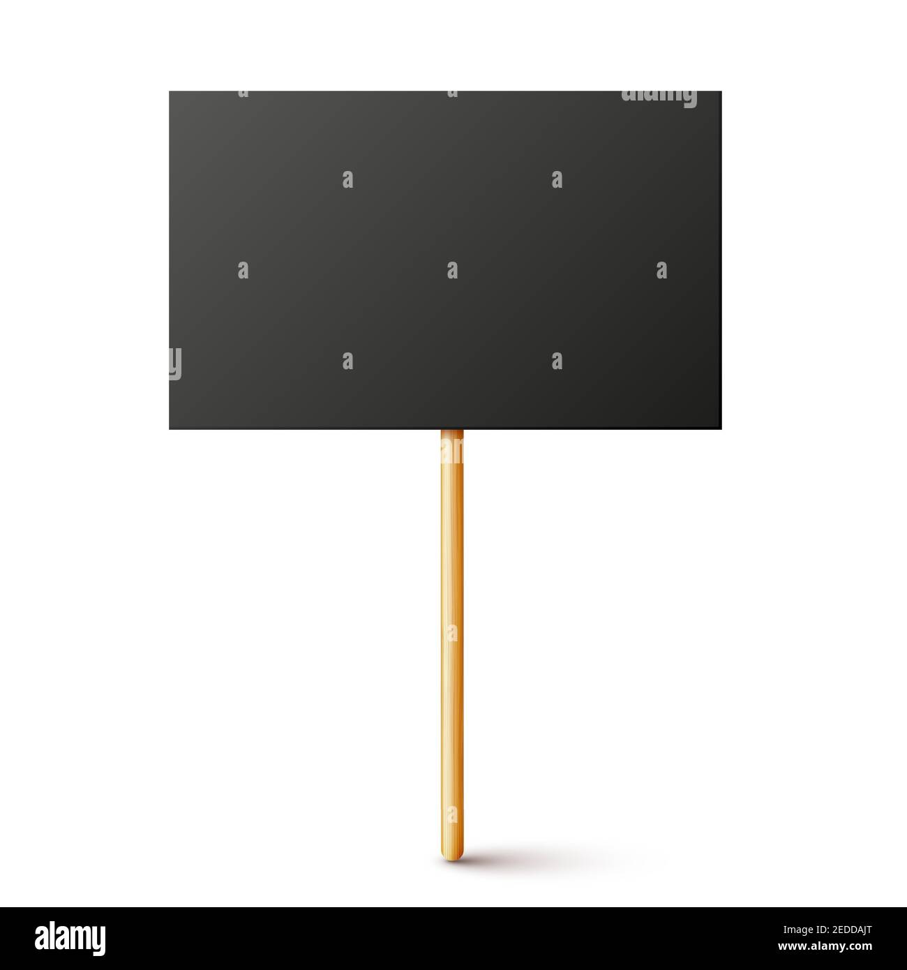 Blank black protest sign with wooden holder. Realistic vector ...
